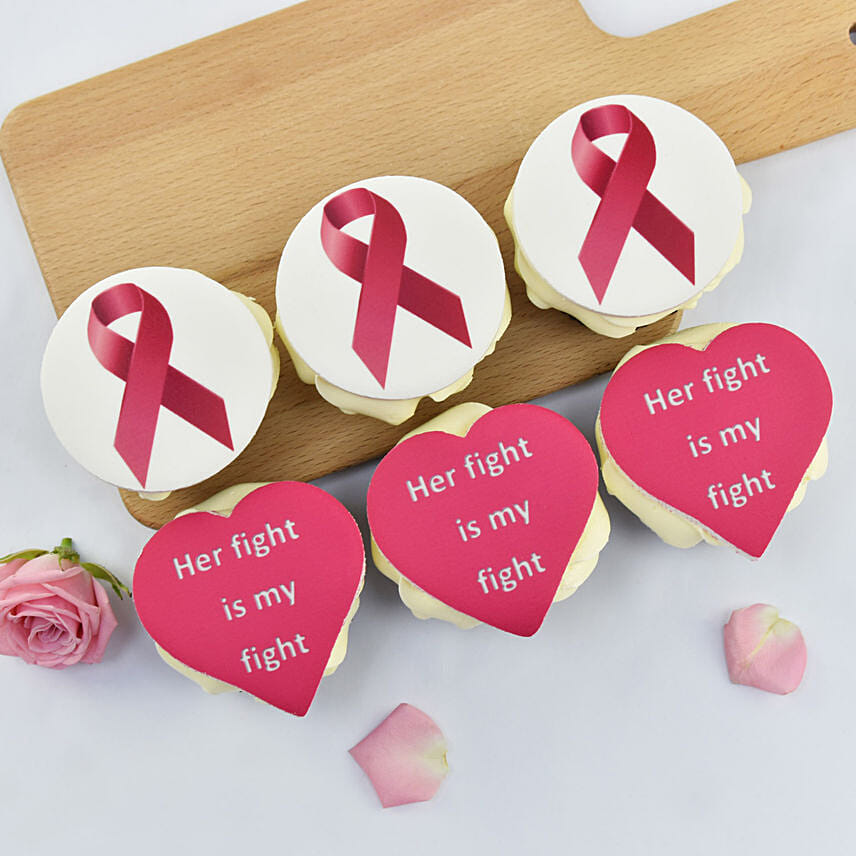 Online Special Pink Ribbon Cup Cakes Gift Delivery in UAE - FNP