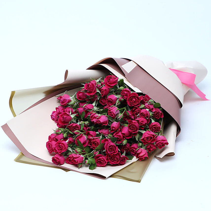 Online Dark Pink Spray Roses Bouquet Gift Delivery in Qatar - FNP