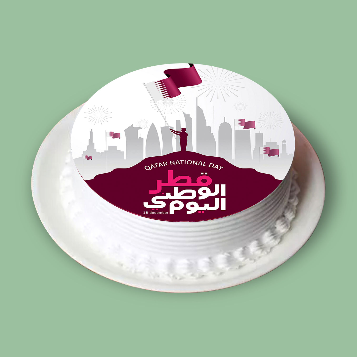Online Round Shape Vanilla Cake For Qatar National Day Gift Delivery in ...